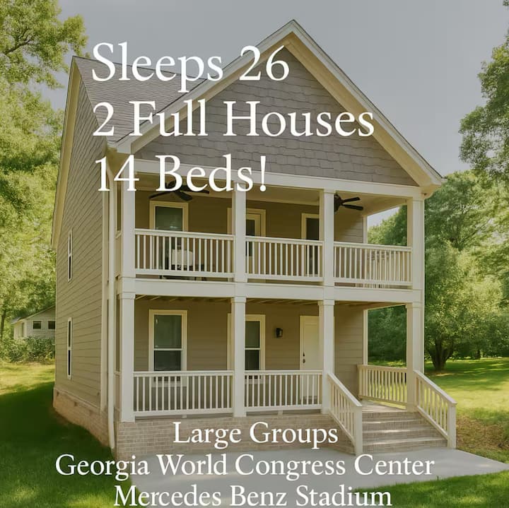 Sleeps 25, 2 House Rental Minutes From Attractions - Atlanta, GA