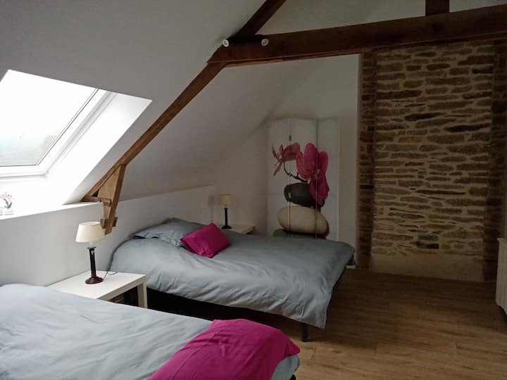 Lit Double En Dortoir, Espace Partagé. - Josselin