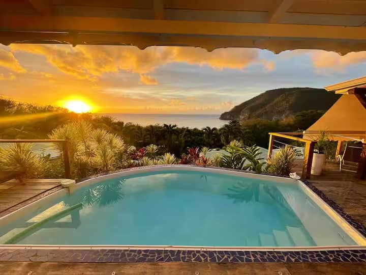 Villa Vue Mer, Piscine,3 Chambres - Deshaies