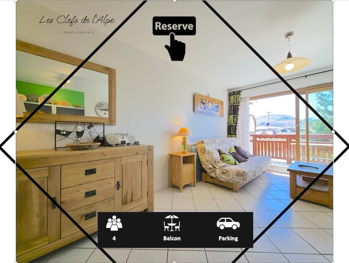 Grand T2 Lumineux Avec Parking - 4 Personnes - L'Alpe d'Huez
