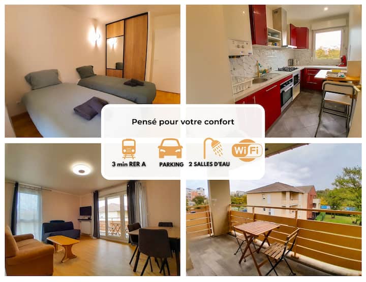 Gare Rer 3min, 2 Salles De Bain & Parking Privé - Poissy