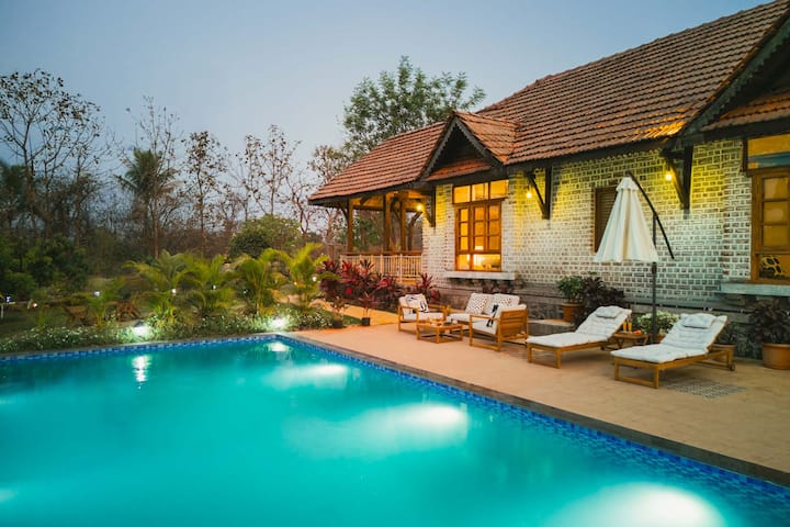 5 Br Orchard River Vista – Bonfire & Bbq Stay - Karjat