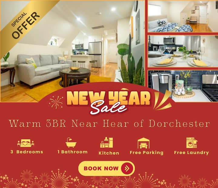 80/3 Boston | 3br Warm Apt Nr Heart Of Dorchester - Boston, MA