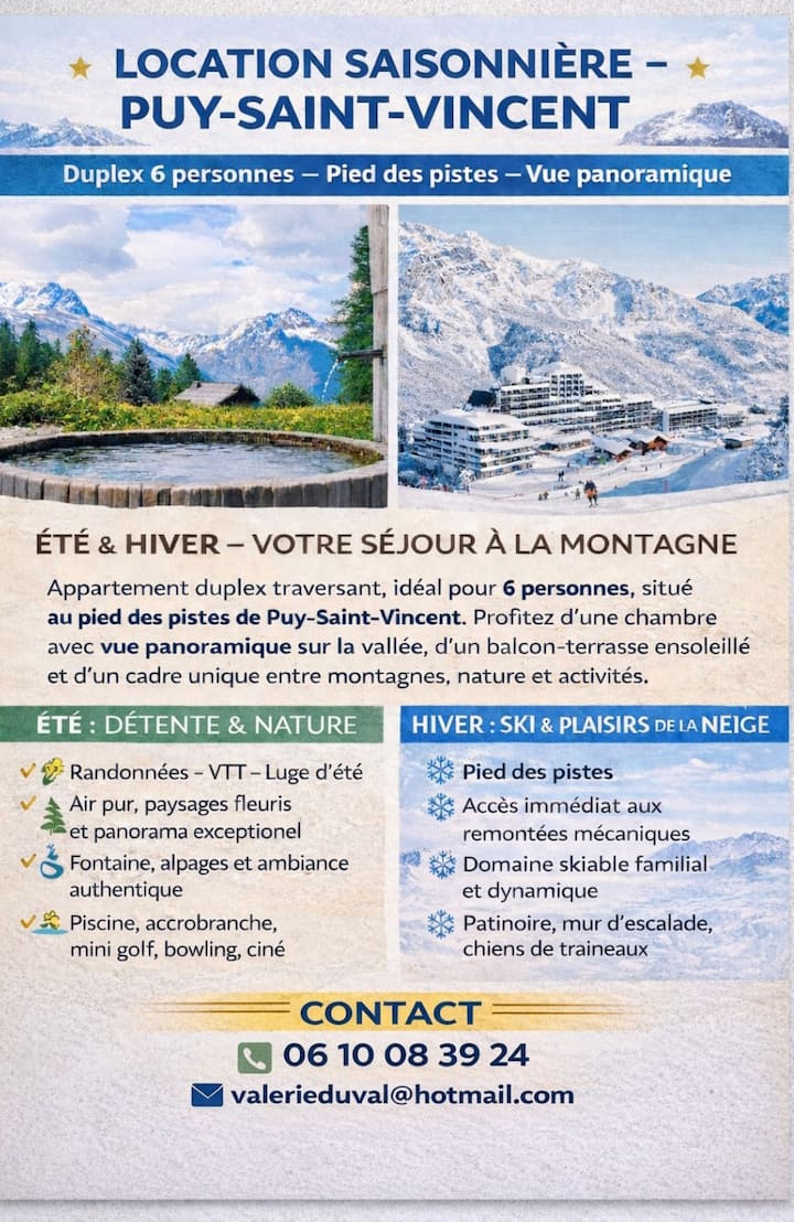 Duplex à 1600 6 Pers. Balcon Vue Panoramique - Puy-Saint-Vincent
