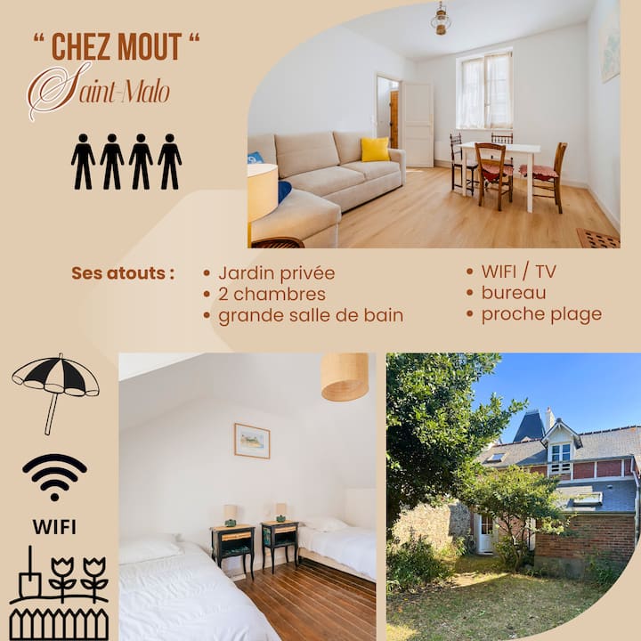 "Chez Mout" - T3 - Jardin - Wifi - Proche Plage - Saint-Malo