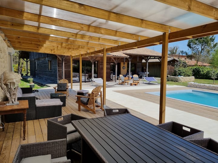 Maison En Bois Avec Piscine Et Sauna - Vendays-Montalivet