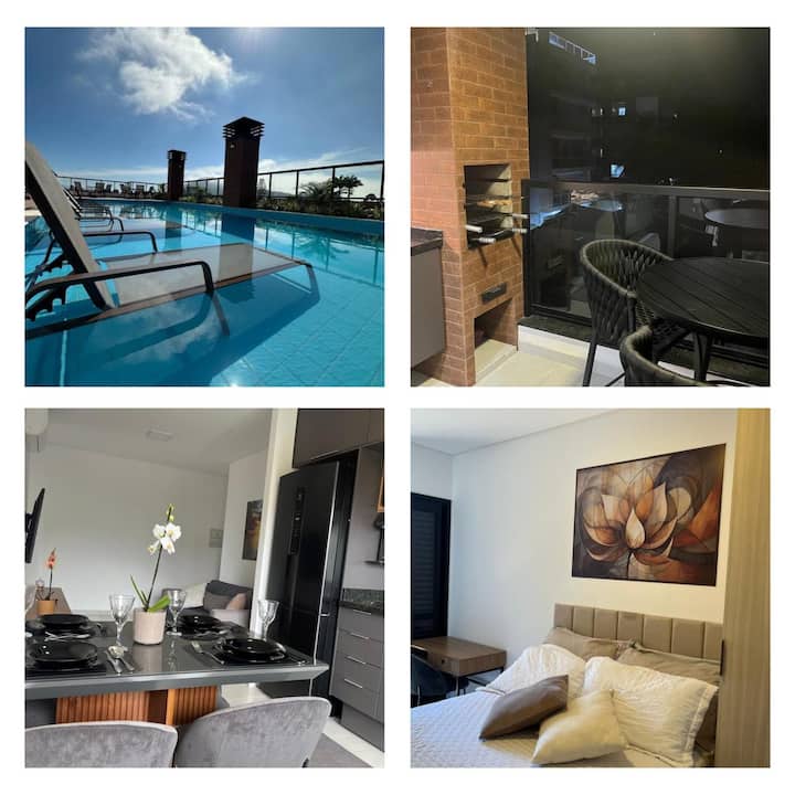 Apartamento 
Churrasqueira Ar Academia Piscina - Ubatuba