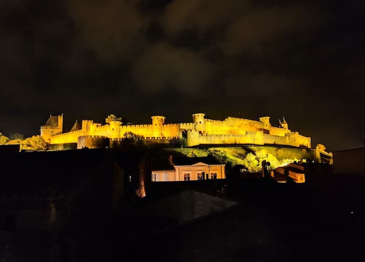 Vue Sur Remparts De La Cité Médiévale-clim-parking - Carcasona