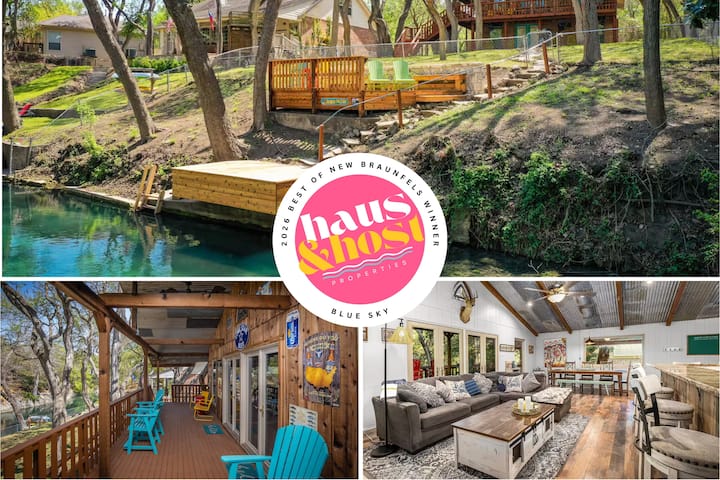 Blue Sky On The Comal | Sleeps 12 | Riverfront - New Braunfels, TX