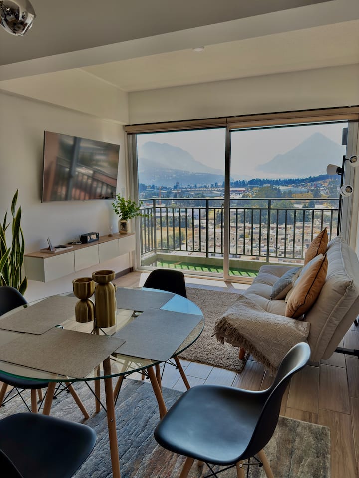 Apto Con Vista Panorámica Al Volcán Y Balcón - Olintepeque