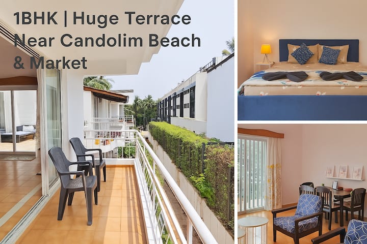 1bhk | Huge Terrace | Near Candolim Beach & Market - Goa