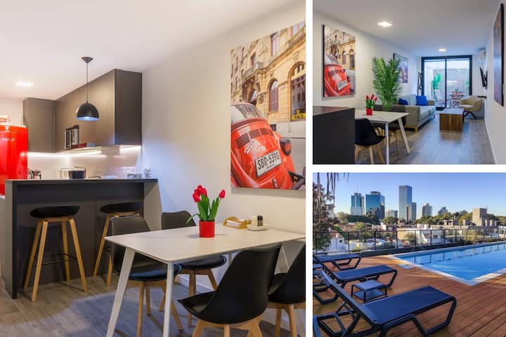 Pocitos Dúo Dulce W/4 King Beds, 6 Tvs, Fast Wifi - Montevideo