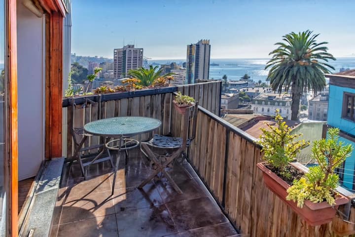 2 Hab-depa Centrico-vista Al Mar-terraza Propia - Valparaíso