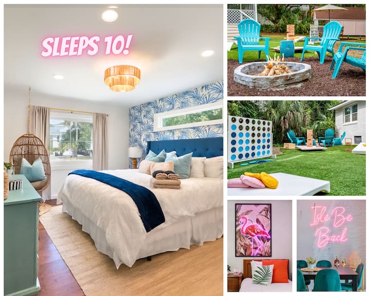 Casa Palma: Walk 2 Beach! Giant Yard Games+firepit - Isle of Palms, SC