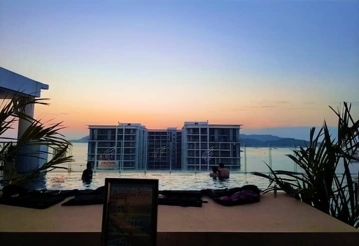 Seaview Sunset & Mt Peaks @ Gaya St (Near Jp Pier) - Kota Kinabalu