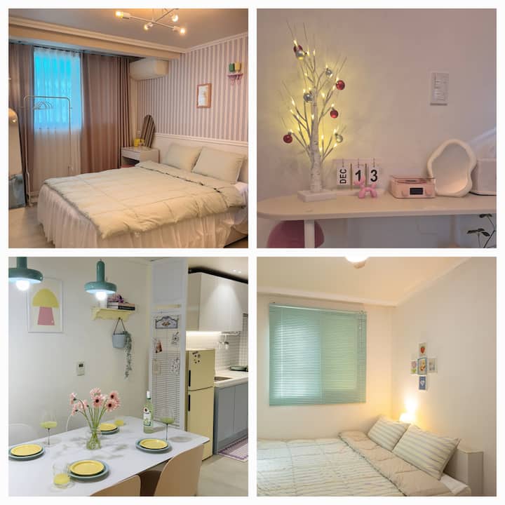 [오픈특가] 행리단길 10초｜아늑한 4인 감성숙소 | 빔프로젝터 | 2박할인 |수원화성 - Suwon