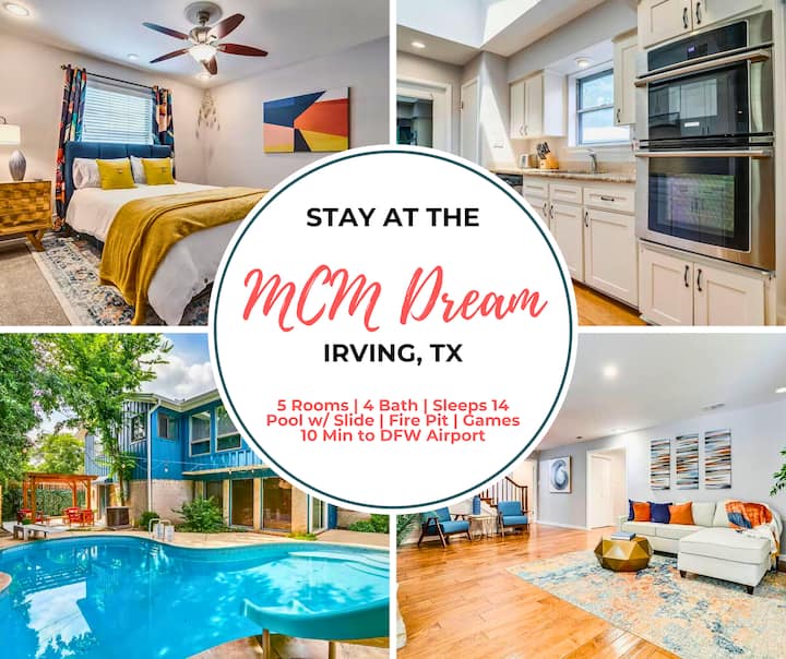 Mcm Dream Estate | Pool W/ Slide | Dfw Airport - Irving, TX