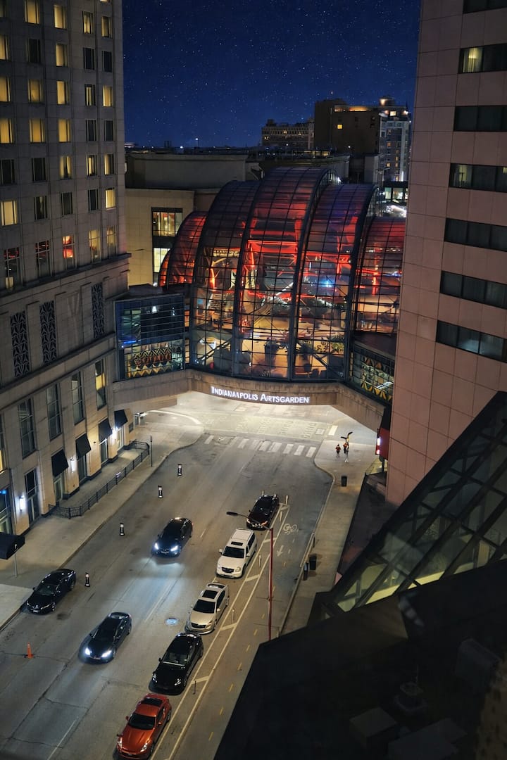 Free Parking + Skywalk | Downtown 2br City Views - Christian Park Indianapolis