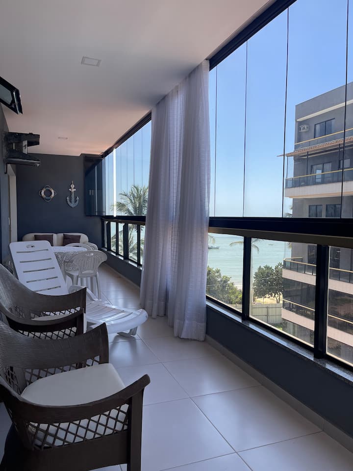 Peracanga: Apartamento Pé Na Areia, Vista Incrível - Guarapari