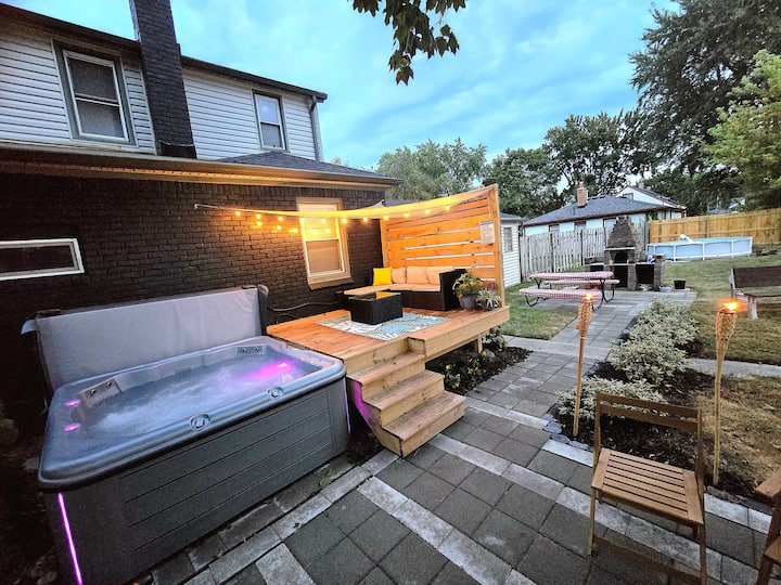 ¤Modernistic! - Hot Tub, Pool, Glamping Games @Mlc - Ferndale, MI