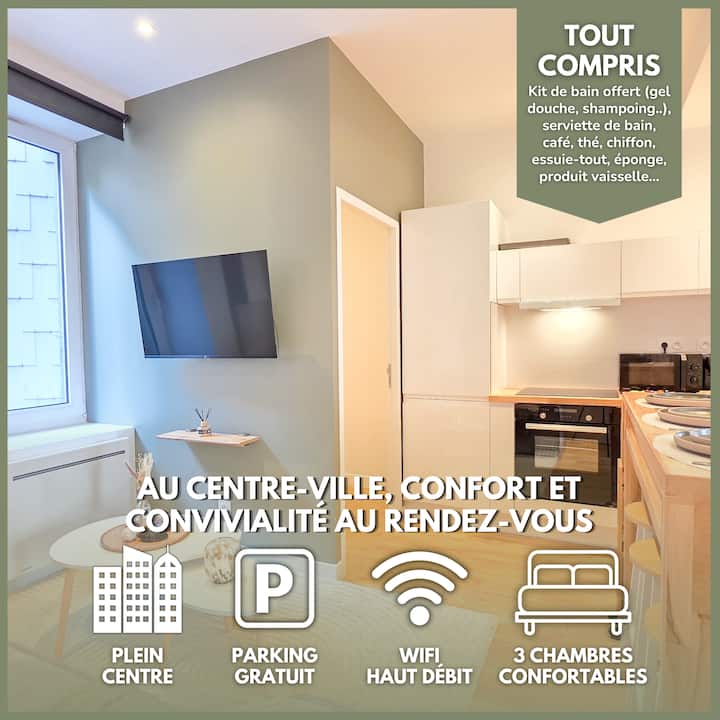 Le Sésame - Centre-ville, Chic & Parking Gratuit - Saint-Brieuc