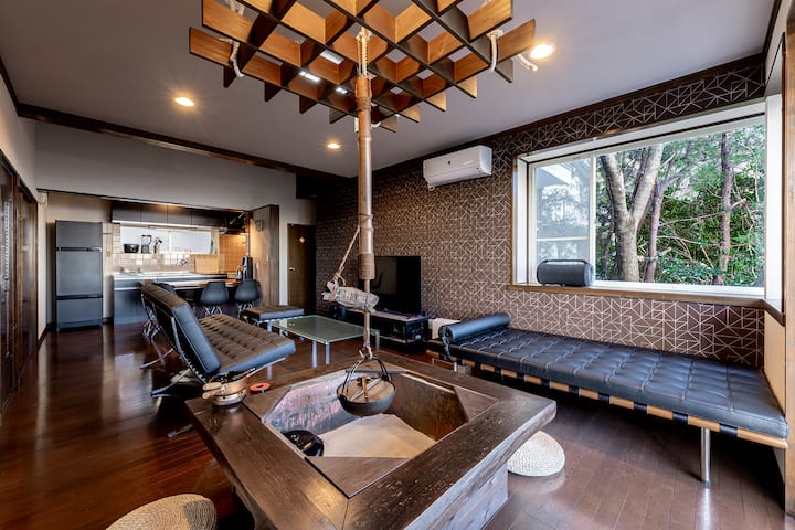 絶景テラス 秘境 隠れ家/室内サウナ 温泉/シェード付Bbq 囲炉裏/静寂の中でリラックス/長期 - Izu