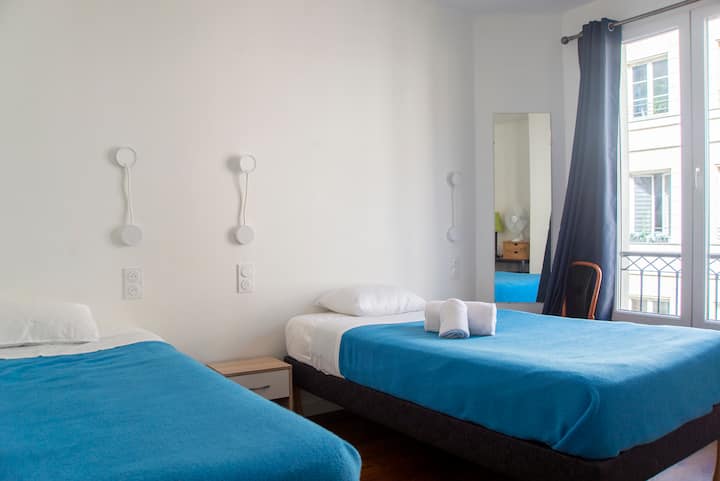 Chambre Lumineuse Sur Rue Avec Deux Lits - Paris