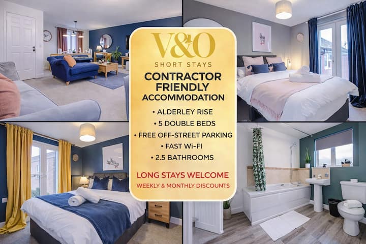 Contractor House | 5 Double Beds | Free Parking - Newcastle-under-Lyme