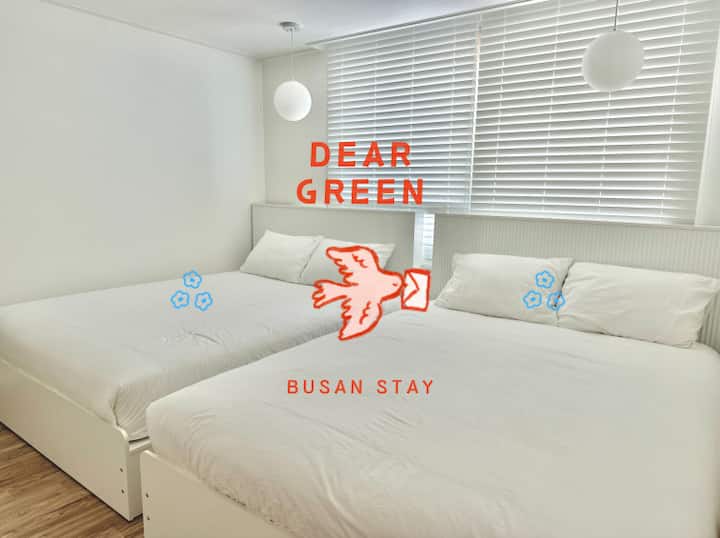 [해운대 바다뷰] 달맞이길/감성숙소/방2거실1/6명 3beds/무료주차/디어그린 - Busan