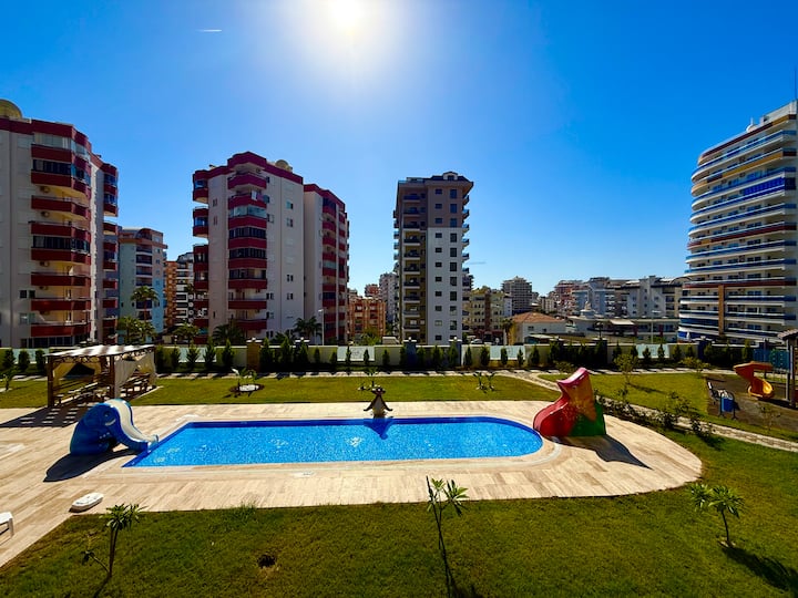 А6 3 бассейна аквапарк 1+1 500 м море - Mahmutlar