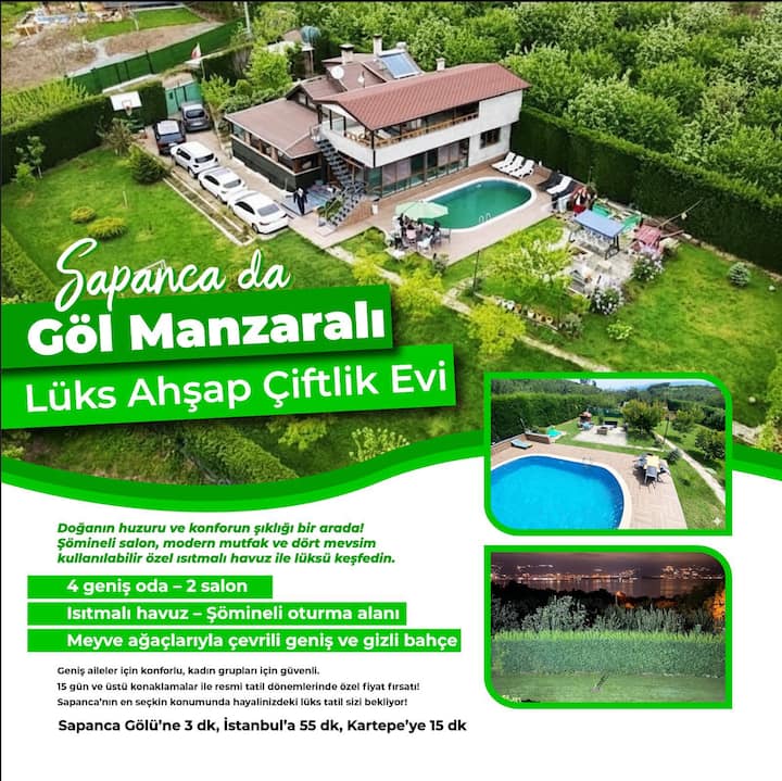 Korunaklı, Isıtmalı Havuzlu ÇIftlik Evi - Sapanca