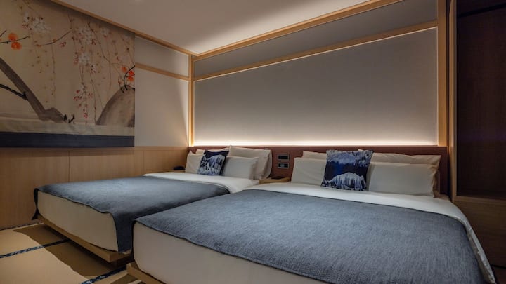 [아늑 호텔 해운대] 매화 디럭스 트윈 #대형Tv #가족여행 #커플여행 #좌식테이블 #힐링 - 釜山