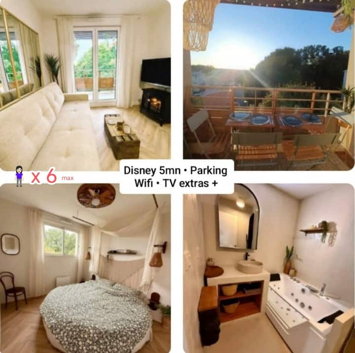 ~Paradis Cosy~ Balcon•balnéo•parking•2p
5mn Disney - Montévrain
