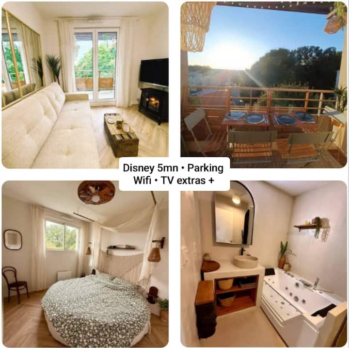 ~Paradis Cosy~ Balcon•balnéo•parking•2p
5mn Disney - Montévrain