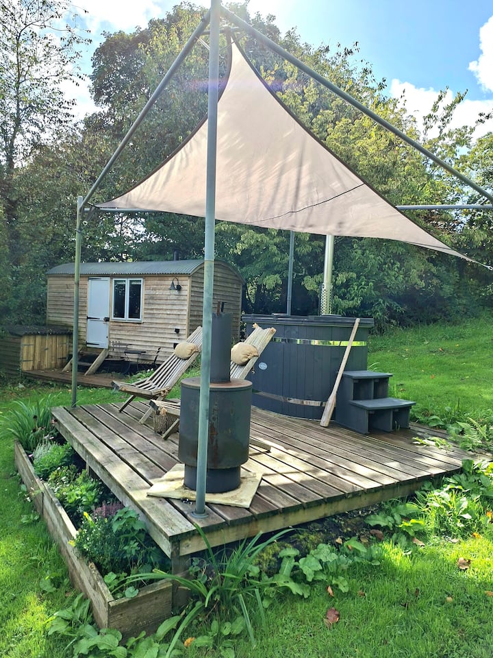 Shepherd's Hut With Wood Fired Hot Tub & Bathroom - Narberth