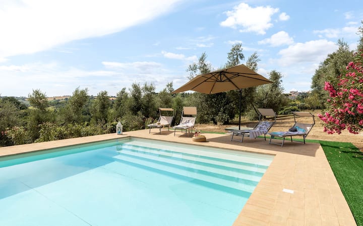 Grande Villa Con Piscina In Campagna- Villa Luna - Macerata