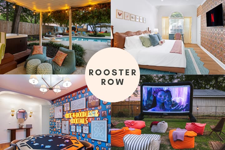 Rooster Row | Pool, Jacuzzi, Fire Pit + Poker Room - Columbia, SC