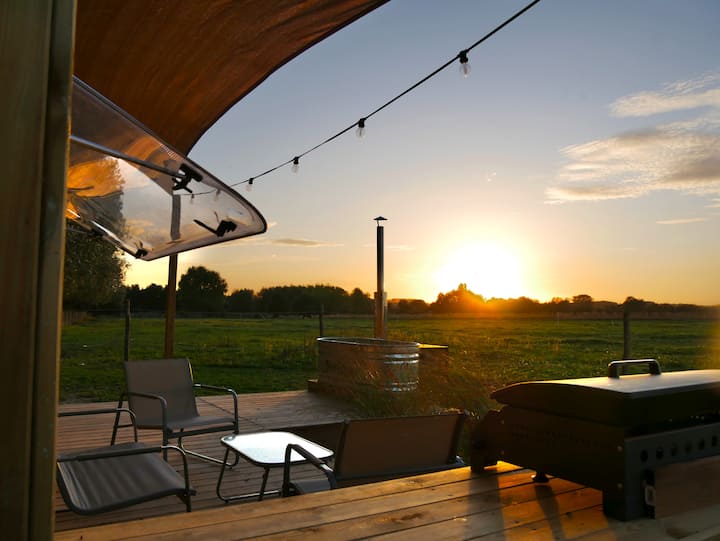 Tiny House Kaki - Bain Nordique - Intime - Landes