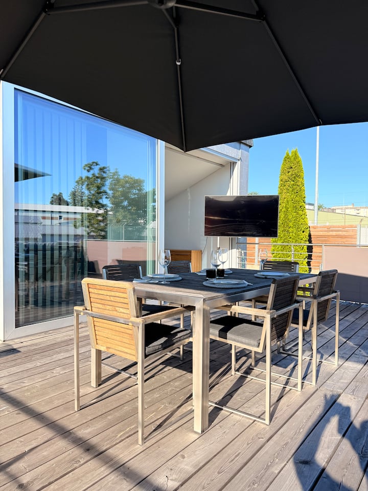 Sonnenloft Mit Dachterrasse & Modernem Design - パッサウ