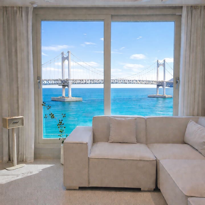 산뜻! 광안대교 정면을 마주하는 아름다운 숙소(침실2개+거실) #신규오픈#무료주차 - Busan