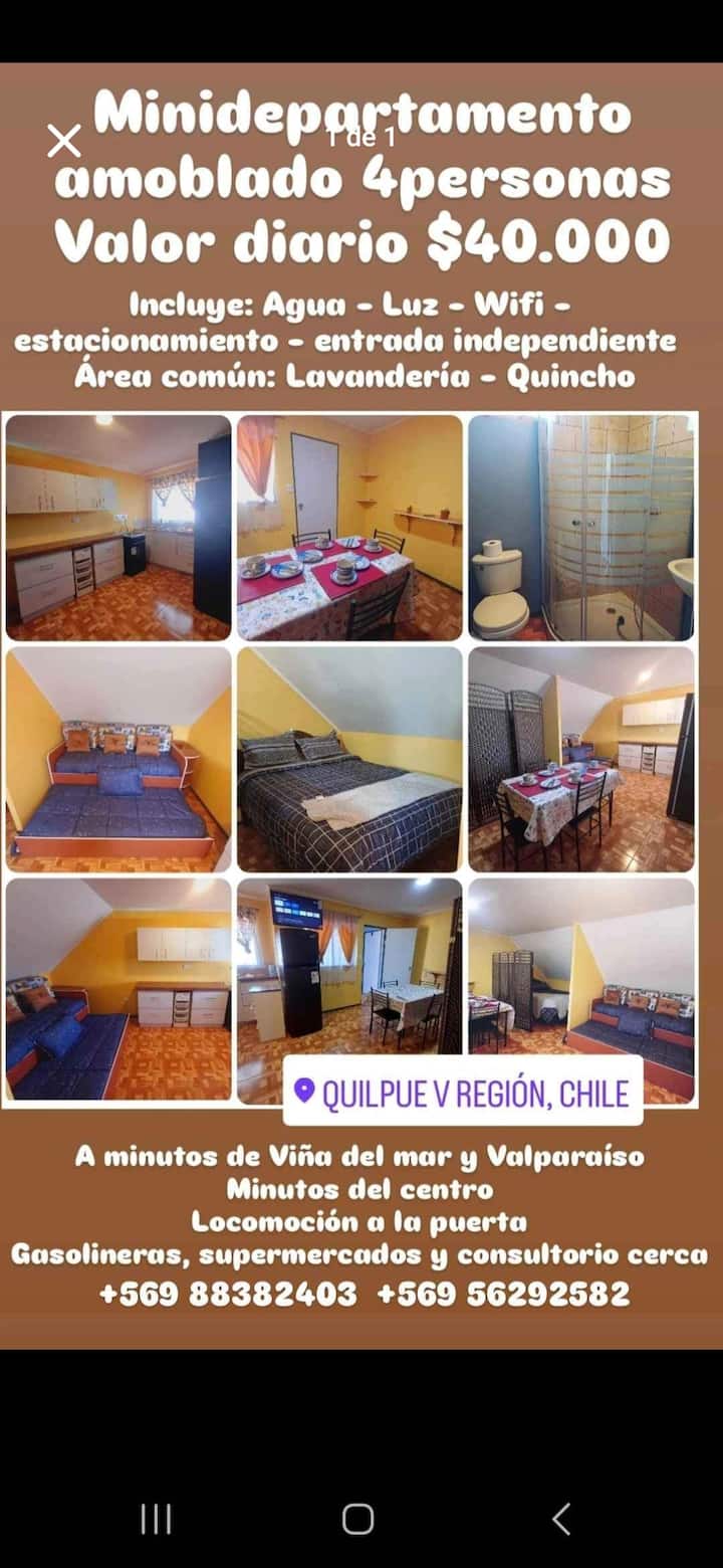 Arriendo Diario Minidepartamento Mono Ambiente - Quilpué