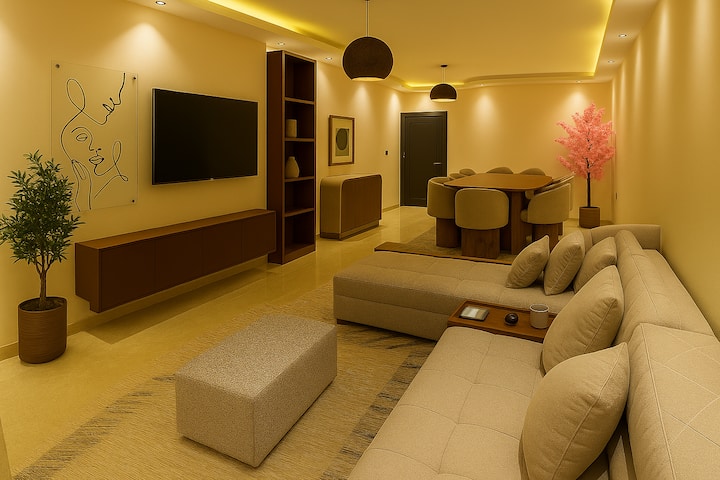 شقة بريميوم فندقية 2 غرفة نوم بإطلالة جزئية عالنيل - Gizeh