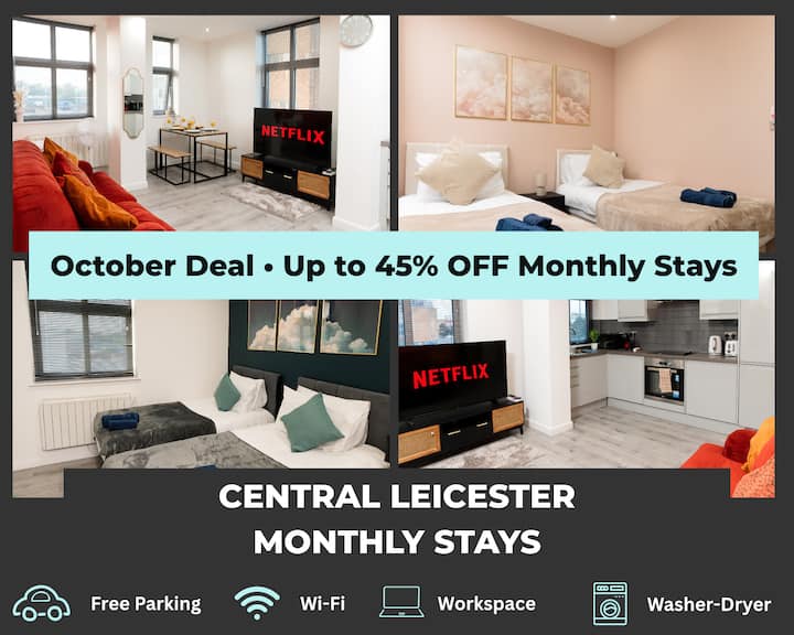 Monthly Stays • Up To 45% • Free Parking • Central -