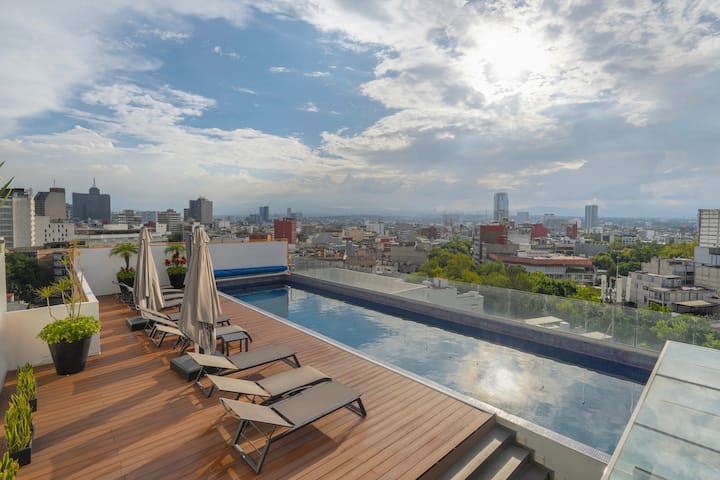 Condesa Oasis • 2 Private Terraces • Sky Pool/gym - Mexico City