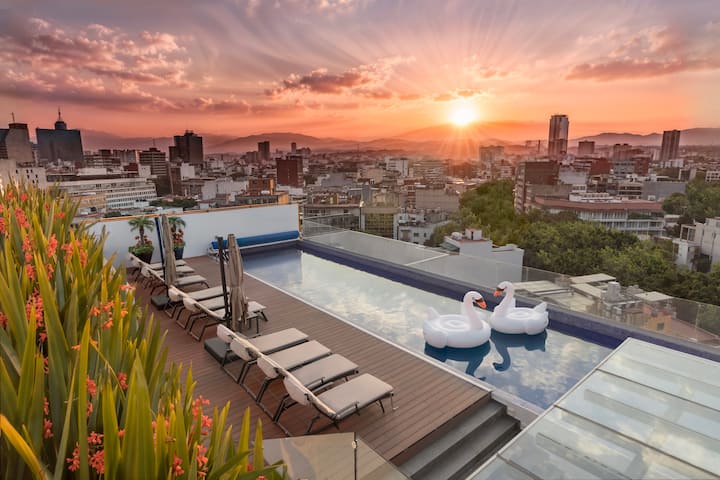Condesa Oasis • Sky Pool/gym/steam • 2 Terraces! - Mexico City