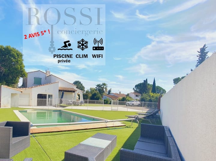 Villa Familiale Les Oliviers Clim Wifi Piscine - Lunel