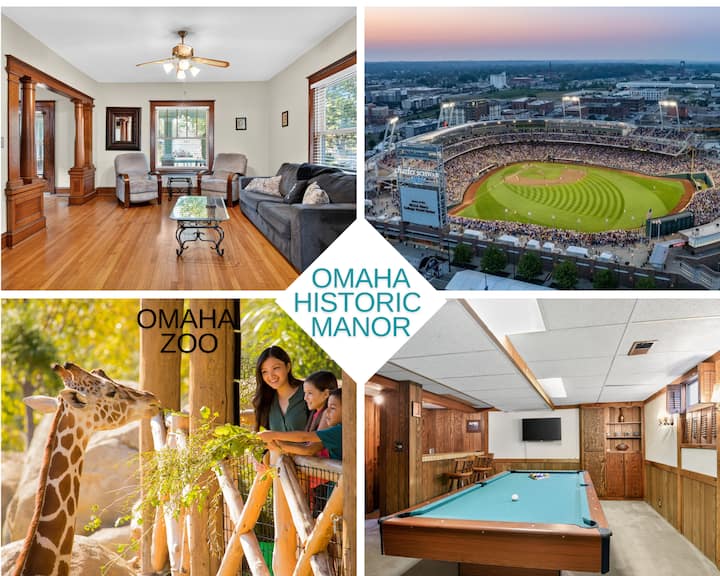 Historic Omaha Manor | Dt Near Zoo + Pool Table - Omaha, NE