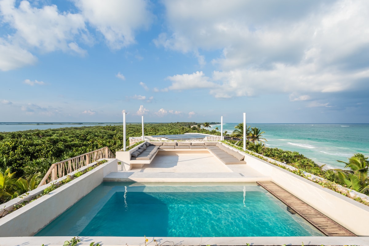 Luxury Oceanfront Villa in Tulum+Lagoon Access 4BR - Houses for Rent in ...