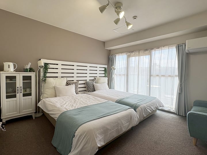 【603】ツインルーム・シャワー室（シングルベッド2台）／金沢城公園近く・観光地へのアクセス良好 - 가나자와시