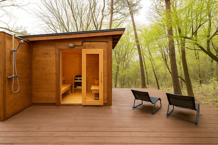 森の中の秘密基地、サウナと静けさにひたるプライベートサウナ付ヴィラ - 那須町